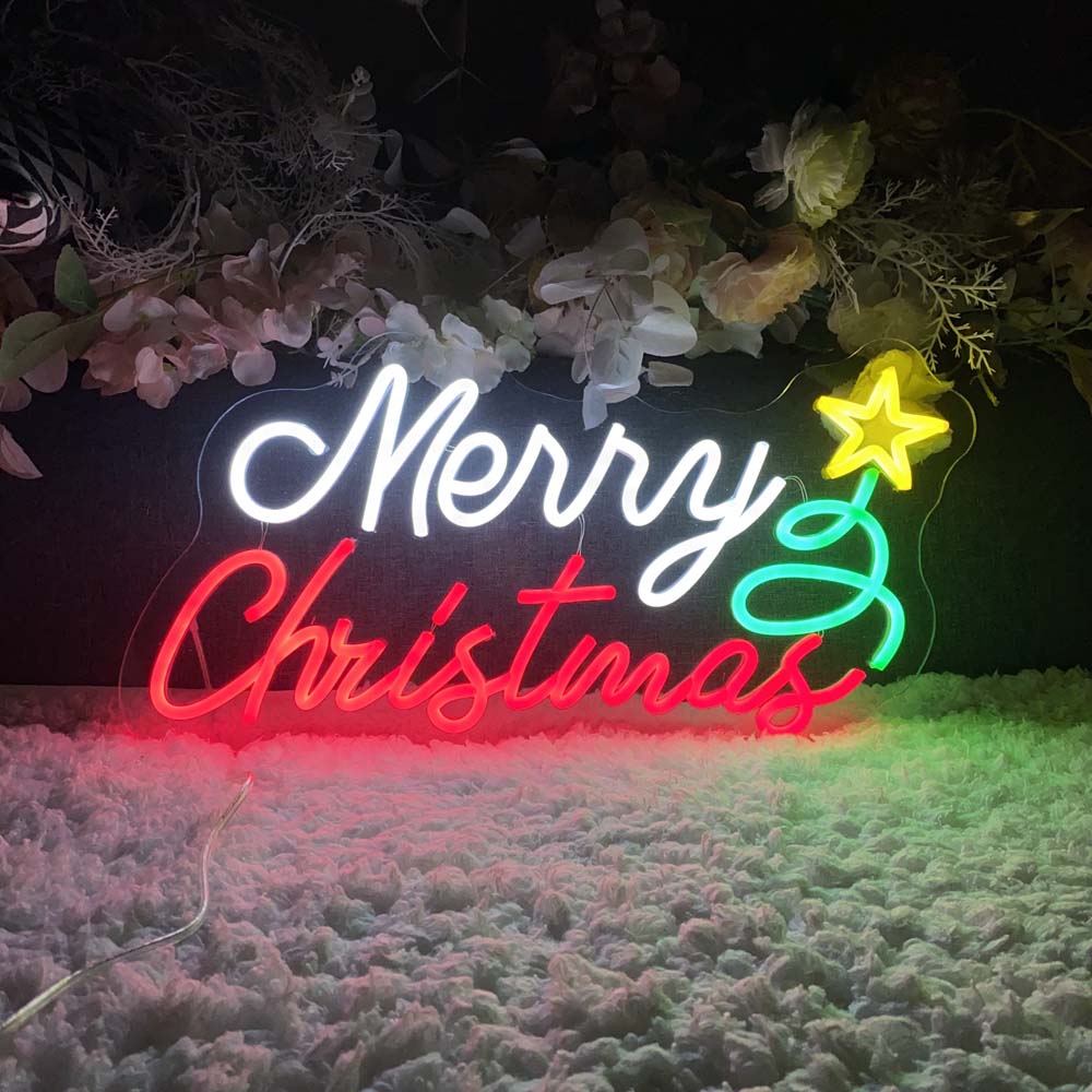 Merry Christmas With Tree | Holiday LED Neon Sign | Neonoen